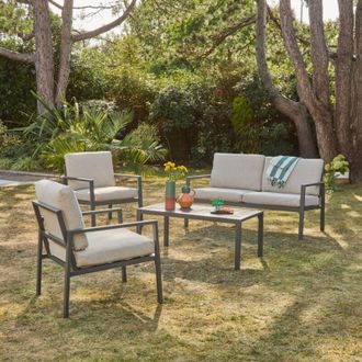 Sweeek Salon de jardin aluminium 4 places - Onara Anthracite / Beige