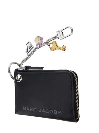 Marc Jacobs Womens Black Keychain With Logo Lettering Calf Accessory