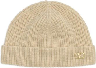 Valentino Garavani Homme, Accessoires, Beige, Taille: ONE Size Beige Cashmere VLogo Cap