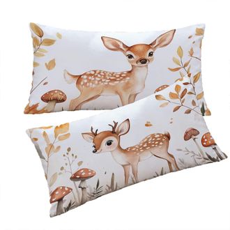 Generic Kissenbezug 40x70cm Grau Kopfkissenbezug Tier Kissenbez&uuml;ge Leinen Dekokissen Kissenbez&uuml;ge Cushion Cover Beidseitig Bedruckt Unsichtbarer Rei&szlig;verschlus