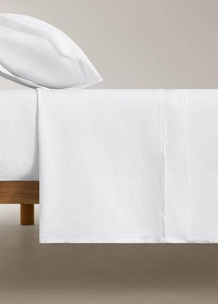 Mango Drap plat coton lav&eacute; en dentelle &agrave; volant pour berceau blanc - Home - 100x150cm - MANGO HOME