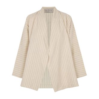 Cortana Ida- gestreifter Leinen- und Seidenblazer - - Jackets - Damen - Gelb - XS