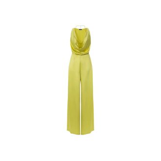 Elisabetta Franchi Femme, Combinaisons et Ensembles, Jaune, Taille: 42 FR Combinaison Palazzo Jaune à Encolure Drapée