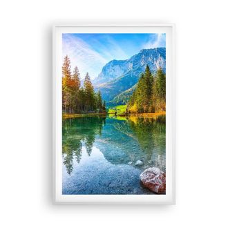 Arttor Poster Wei&szlig;rahmen Landschaft Berge Morgend&auml;mmerung Deko 61x91cm Wandposter Art Prints Wandbilder Dekoration Wohnzimmer Schlafzimmer K&uuml;che Wanddeko Bil