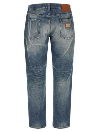 Dolce & Gabbana Mens Blue Cotton Relaxed Fit Jeans Clothing