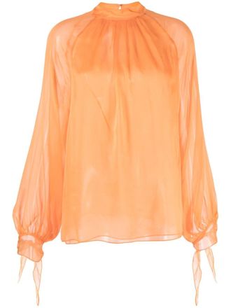 Roberto Cavalli blouse en soie &agrave; effet de transparence - Orange