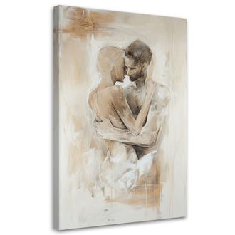 Feeby Leinwandbild - Bilder Wohnzimmer - Romantisches Paar Akt Liebe Beige - 40x60 1tlg - Deko Schlafzimmer - Wanddekoration - Aesthetic - Gro&szlig; Moderne Bild