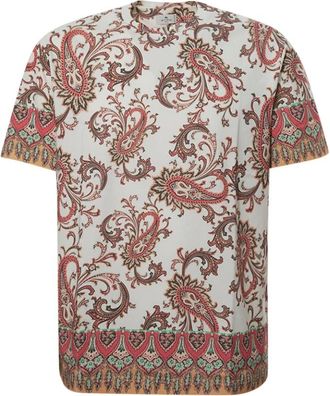 Etro Homme, Tops, Multicolore, Taille: L T-shirt en coton avec motif cachemire floral