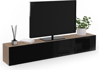 IDMarket TV-M&ouml;bel 180 cm h&auml;ngend Elio 2 T&uuml;ren aus Holz und schwarz