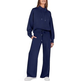 Generic Surv&ecirc;tement pour femme - Grande taille - Chemise &agrave; manches longues - Pantalon large assorti - Tenue de vacances 2 pi&egrave;ces - Surv&ecirc;tement pour femme - En