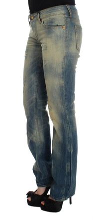 Roberto Cavalli Womens Blue Wash Cotton Slim Fit Bootcut Jeans Clothing