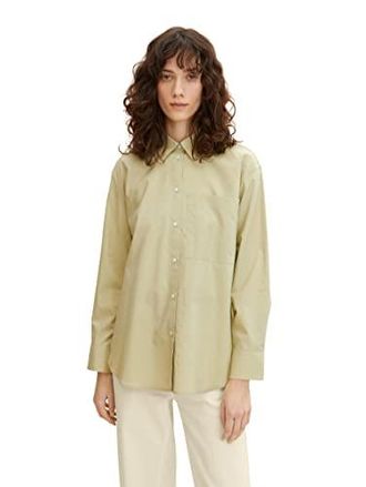 Tom Tailor 1031484 Chemisier Basique avec Poche Poitrine Femme,28725 - Light Moderate Olive,40