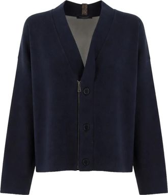 Fabiana Filippi Femme, Pulls, Bleu, Taille: 36 FR Gilet Zipp&eacute; Boutonn&eacute;