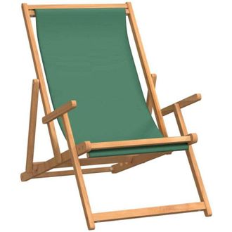 vidaXL Strandstuhl Klappbar Massivholz Teak Gr&uuml;n Vidaxl