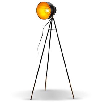 B.K.Licht B.k.licht - Lampadaire r&eacute;tro noir dor&eacute; lampe &agrave; pied m&eacute;tal design vintage E27