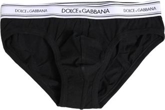 Dolce & Gabbana unisex, Sous-v&ecirc;tements, Noir, Taille: S Slip Noir en Coton Stretch R&eacute;gulier