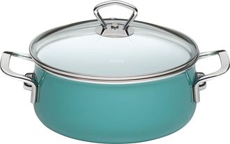 Riess 0707-110, Kasserolle mit Glasdeckel 16cm, NOUVELLE - NATURE GREEN EXTRA STARK, Durchmesser 16 cm, H&ouml;he 13 cm, Inhalt 1.2 Liter, Emaille, gr&uuml;n, Indukti