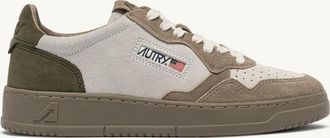 Autry BASKETS MEDALIST LOW TRICOLOR EN DAIM JUNGLE BLANC ET ANTILOP