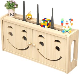 Generic Router-Aufbewahrungsbox, WLAN-Schrank Zum Verstecken Von Router Und Modem, Mehrst&ouml;Ckiges WLAN-Aufbewahrungsregal Aus Holz, Ablage F&uuml;R Set-Top-Box-Ansc