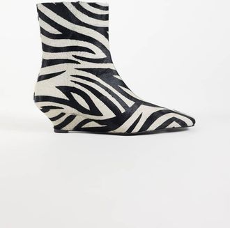Asos Renata Stiefeletten mit Keilabsatz aus Echtleder in Zebra-Print-Multi