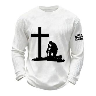 Generic DENGJIAMY T-shirt chr&eacute;tien d&eacute;contract&eacute; &agrave; col rond &agrave; manches longues pour homme - Grande taille - Haut classique J&eacute;sus Faith, blanc, 3XL