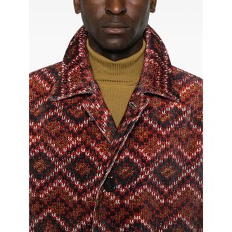 Dries Van Noten Geometric Corduroy Coat - Red