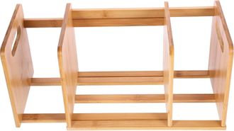 BESPORTBLE Toyvian Verstellbares Holz Desktop b&uuml;cherregal Ausziehbar f&uuml;r Schallplatten und CDs Stabiles Aufbewahrungsregal mit Griffen Platzsparender Organizer f