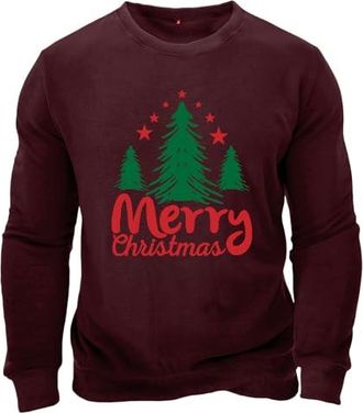 Generic Pull de Noël pour homme - Pull de Noël amusant - Imprimé graphique - Chaud - Col rond - Tendance - Décontracté - Tenue dextérieur, Rouge, 3XL