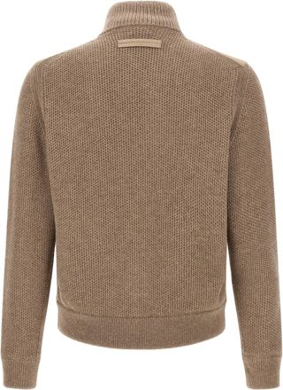 Ermenegildo Zegna Suede Panel Cardigan - Beige