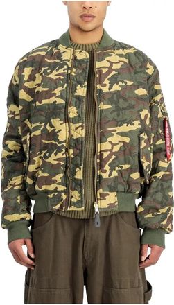Alpha Industries Ma-1 Stepp-Bomberjacke mit Camouflage-Muster - - Jackets - Herren - Gr&uuml;n - XL