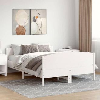 vidaXL Vidaxl - Cadre de lit avec tête de lit blanc 120x190 cm bois pin massif