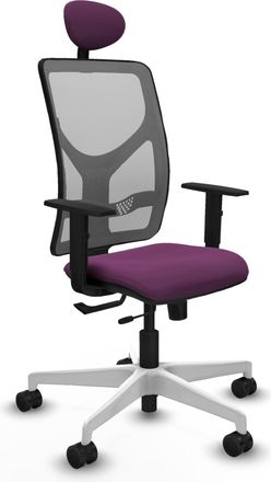 Piqueras y Crespo Schreibtischstuhl mit 1D-Armen, h&ouml;henverstellbare Lendenwirbelst&uuml;tze und festes Kopfteil, ausgestattet mit Syncro/Traslack und Schneideschaum, Grau/Vi