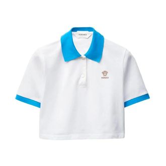 Versace Besticktes Baumwoll-Polohemd - - Tops - Damen - Wei&szlig; - S