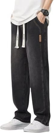 Generic 2025 Jeans pour homme Pantalon droit fin et ample pour lété Pantalon décontracté à jambe large Taille élastique, gris foncé, XL