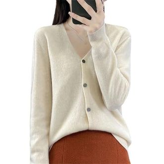 Generic Pull dhiver en % laine m&eacute;rinos pour femme - Col rond - Solide - D&eacute;contract&eacute; - Cachemire - Doux, beige, Taille XL