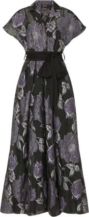 Temperley London robe ceinturée mi-longue Bridget Gown à fleurs - Noir