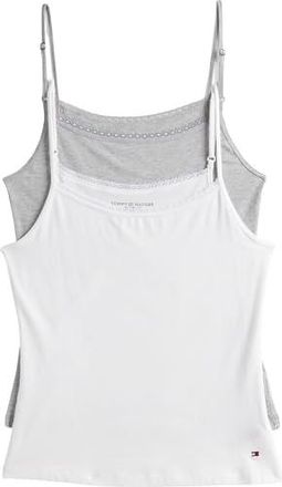 Tommy Hilfiger Femme Lot de 2 Débardeurs Stretch, Multicolore (White/Grey Heather), S