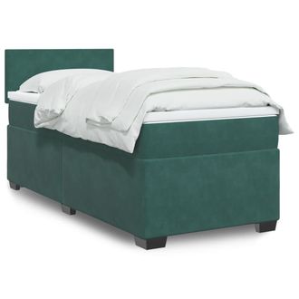 vidaXL Vidaxl - Giroletto A Molle Con Materasso Verde Scuro 100x200 Cm Velluto
