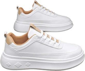 Generic ZBDP Augmentation de la hauteur Chaussures pour homme La semelle &eacute;paisse respirante Baskets d&eacute;contract&eacute;es blanches, kaki fonc&eacute;, 38.5 EU