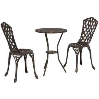 vidaXL Garten Bistro Set 3 pcs Bronzefarben Aluminium Vidaxl