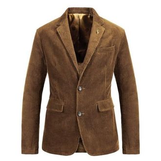 Generic Blazers vintage en velours c&ocirc;tel&eacute; &agrave; deux boutons pour homme, coupe ajust&eacute;e, manteau de sport, d&eacute;contract&eacute;, affaires, hiver, blazer &eacute;pais, caf&eacute;, XL