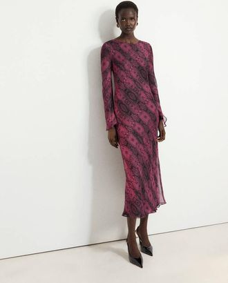 Mango Robe &agrave; manches &eacute;vas&eacute;es imprim&eacute; animal rose - Femme - XS - MANGO