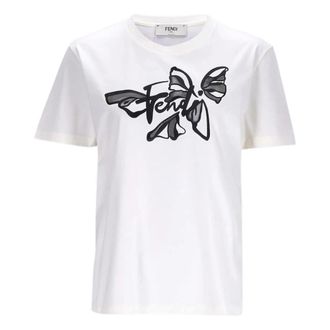 Fendi Rundhals-T-Shirt - - Tops - Damen - Wei&szlig; - XS