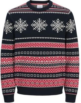 Jack & Jones Jjxmas Noel Knit Crew Neck, Sky Captain, XL Homme