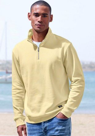 John Devin Sweatshirt Langarm, Pullover mit Reißverschluss am Stehkragen