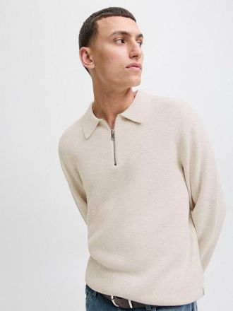 Jack & Jones Polokragenpullover JPRBLAMILANO STITCH KNIT ZIP POLO SN Baumwolle, locker geschnitten