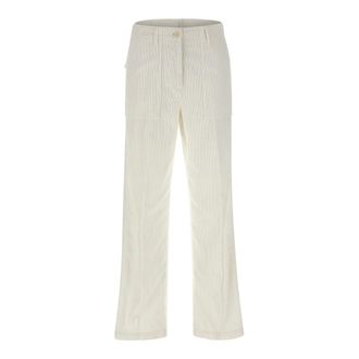 Aspesi Femme, Pantalons, Blanc, Taille: 40 FR Pantalon droit en velours c&ocirc;tel&eacute;