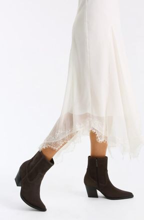 Bershka bottines cowboy &agrave; talon en cuir marron