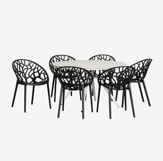 Sklum Sklum - Rundes Valerie-Tischset aus Aluminium (&Oslash;125 cm) und 6 Ores-Gartenst&uuml;hle Schwarz