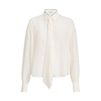 Brunello Cucinelli Seidenbluse - - Blouses & Shirts - Damen - Wei&szlig; - L